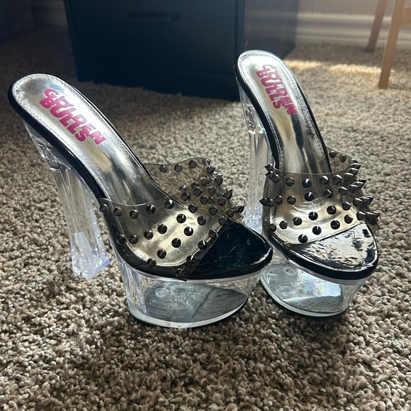 golden bull | Shoes | Golden Bull Studded Clear Platform Mules | Poshmark